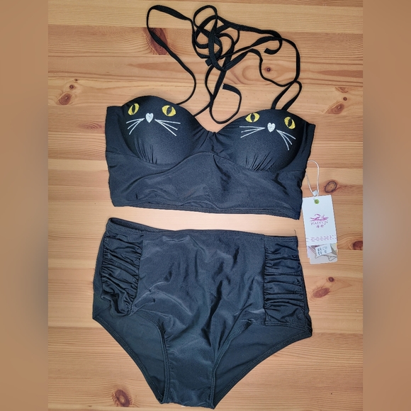 Haiyun | Swim | Nwt Adorable Kitty Cat Bikini Xl | Poshmark